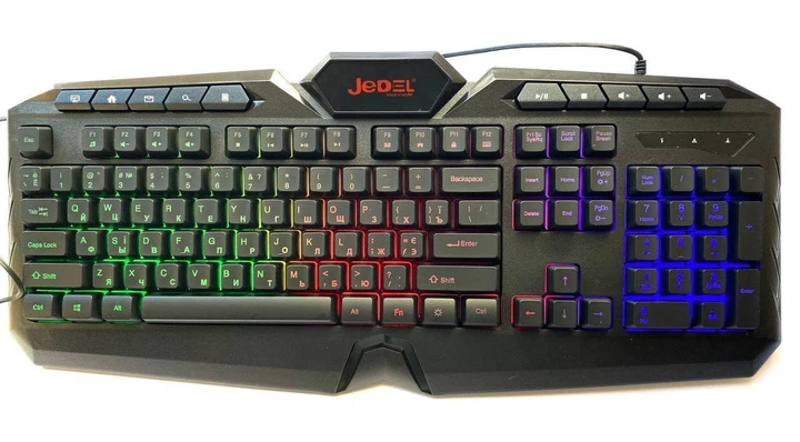 Клавиатура мультимедийная проводная USB игровая с LED подсветкой для компьютера JEDEL-GAMING ...