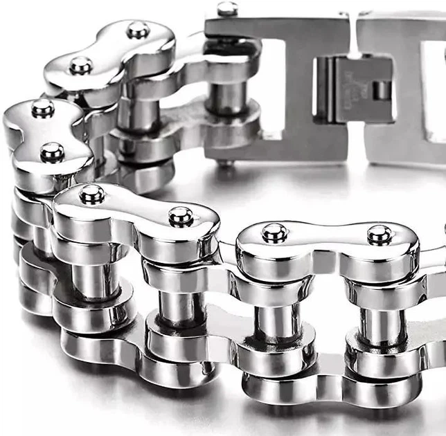 Мужской браслет из нержавеющей стали в виде цепи мотоцикла Silver ...