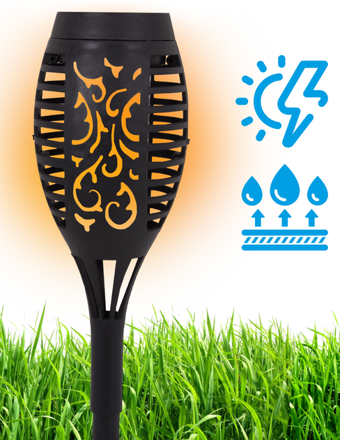 Фонарь факел садовый на солнечной батарее Solar Flame Led Light Чёрный светильник