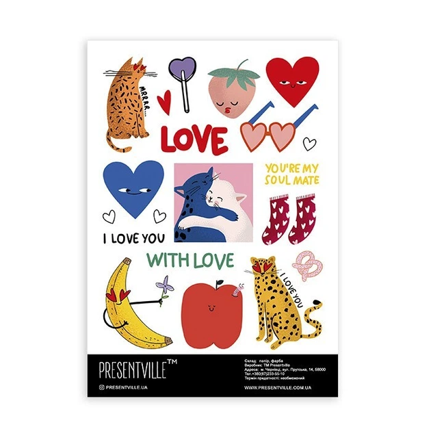 Набір наліпок для зошита або блокнота Love Present кольоровий набір наліпок наклейки для зошита