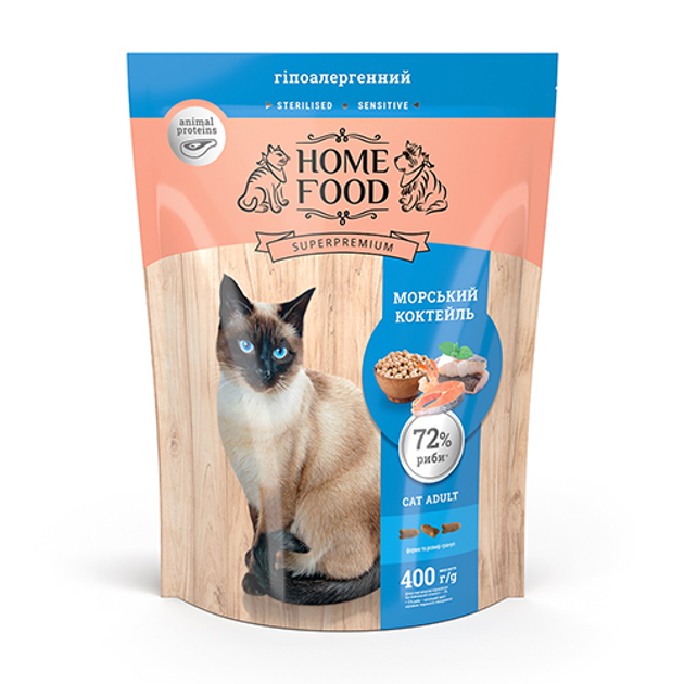 Сухой корм для взрослых котов Home Food Морской коктейль ...