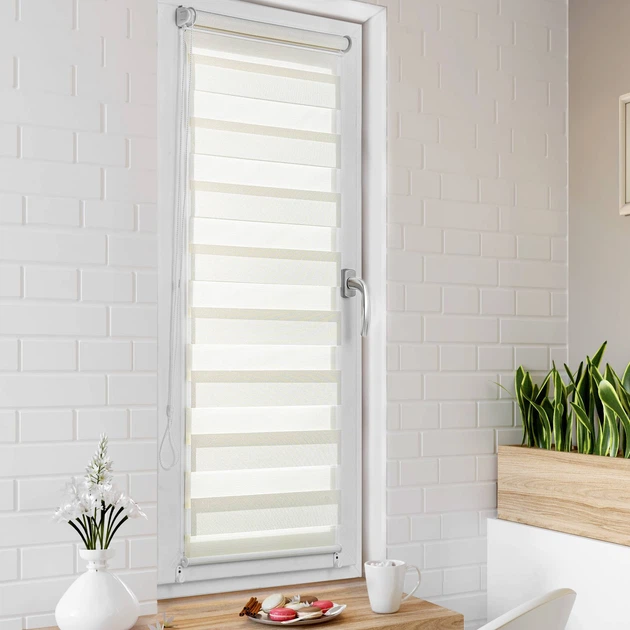 Ролет тканевый Roll deLuxe День Ночь Белый люрекс 55x160 см – фото ...