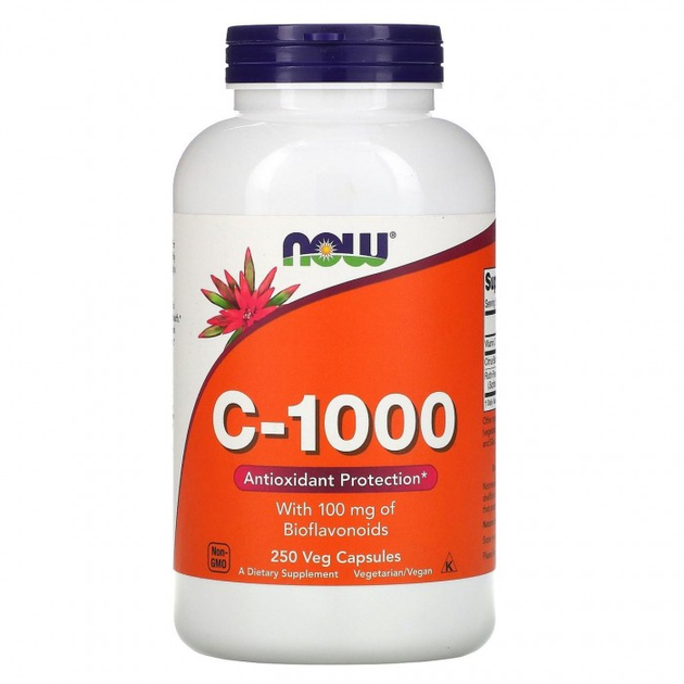 Витамин С-1000 с биофлавоноидами, Vitamin C, Now Foods, 250 капсул ...