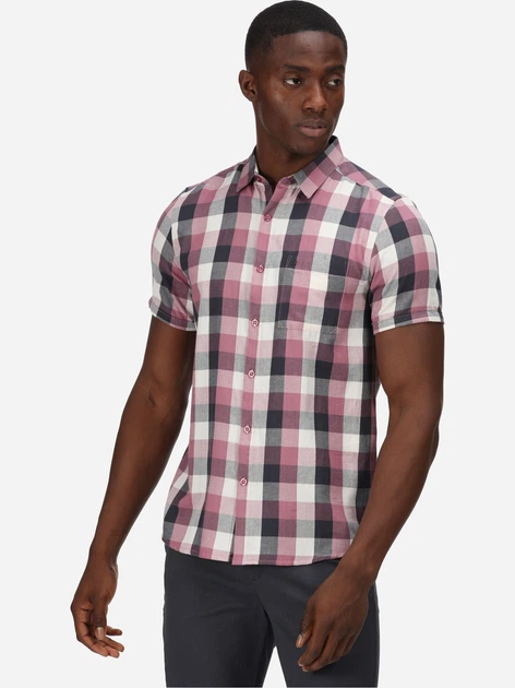 Сорочка бавовняна чоловіча Regatta Ryker RMS160-W7V XL Сіра з ліловим ...