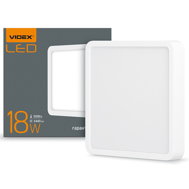 Точечный светильник VIDEX 18W 5000K VL-DLSS-185 накладной квадратный ...