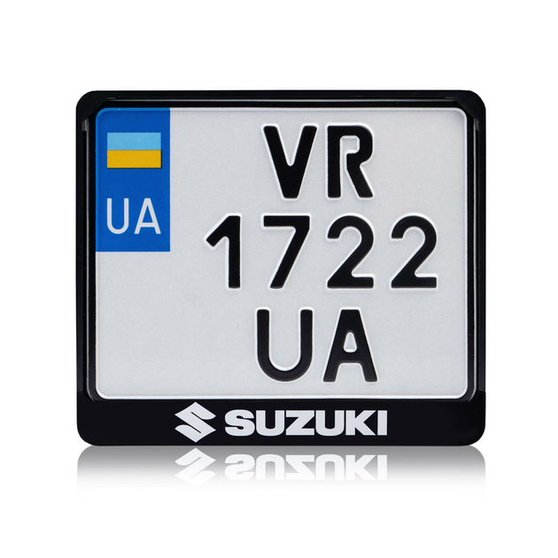 Рамка для мотоциклетного номера Suzuki white 174х220мм чёрная (VH ...