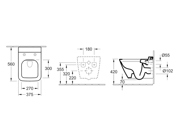 Унитаз подвесной безободковый белый VILLEROY&BOCH FINION без сиденья ...