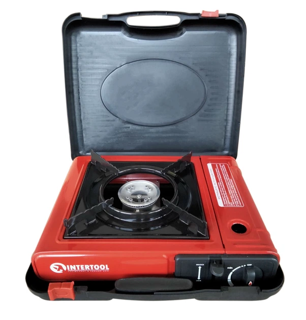 Плита газовая одноконфорочная, пьезоподжиг, Intertool GS-0001 (под автономные баллоны 220 г и ...