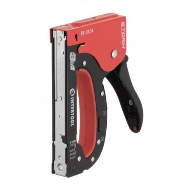 Степлер будівельний 3 в 1, під скобу 11.3*0.7*6-14 мм, цвях 14мм, шпилька 14мм. INTERTOOL RT ...