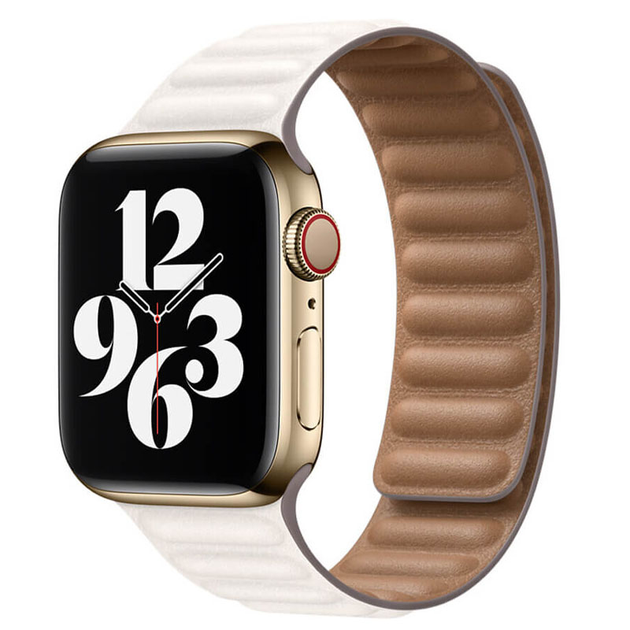Кожаный ремешок Leather Link для Apple watch 42mm/44mm Белый / Chalk ...