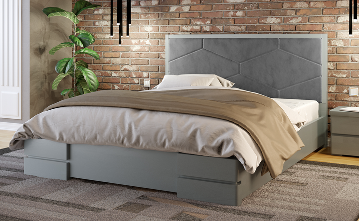 Кровать двуспальная Arbor Drev 180x200 Севилья дерево сосна Серый ...