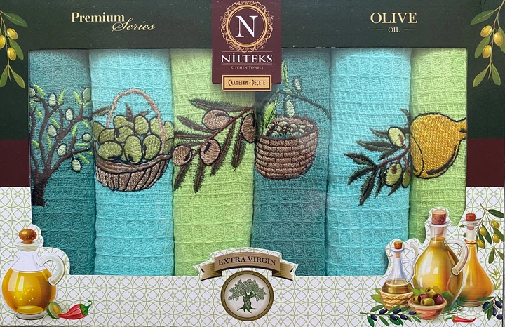 Набір 6 вафельних рушників Nilteks кухонні 40х60 см Olive Ol різнобарвний Tc303374845 купити