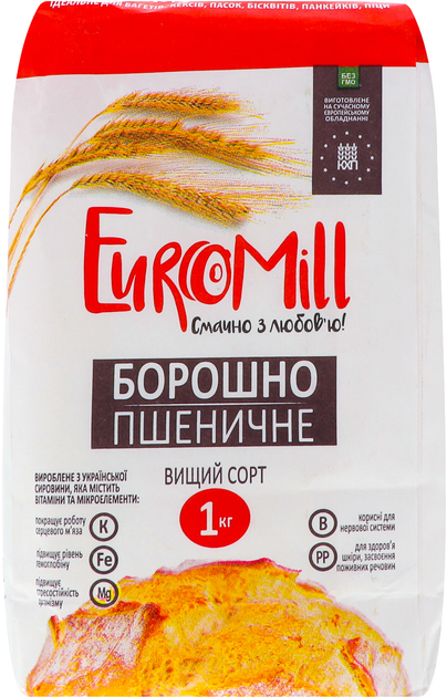 Упаковка муки пшеничной EuroMill в/с 1 кг х 6 шт (6 кг) (4820213980052 ...