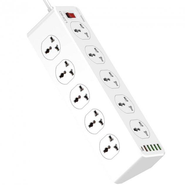 Удлинитель сетевой 2 метра LDNIO SC10610 |2500W, 2m, EU Plug, 5USB ...