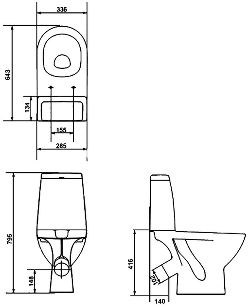 Унитаз-компакт CERSANIT Mito MERIDA 487 031 3/6 K03-037 с бачком и ...