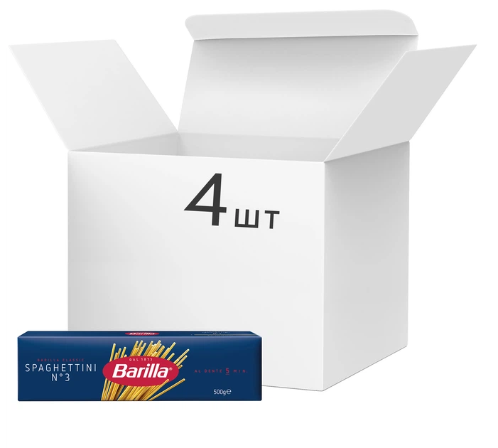 Упаковка макаронів Barilla Spaghettini №3 спагетіні 500 г х 4 шт ...