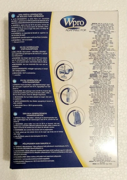Мішки для пилососа Bosch одноразові + фільтр Wpro BS30-MW – фото ...