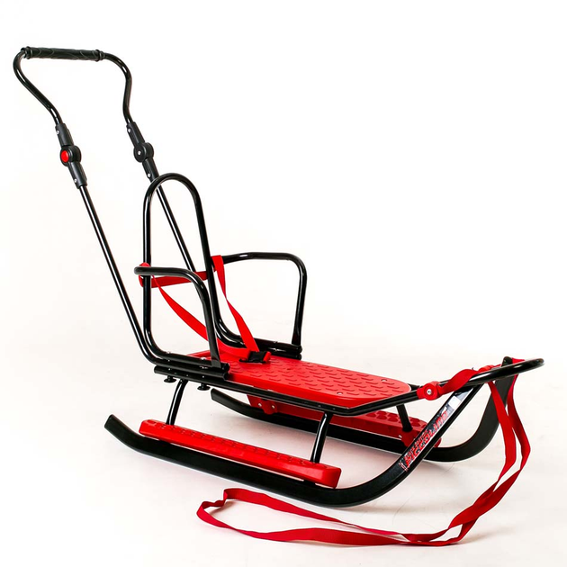 Санки Adbor Piccolino Black Edition RED з ручкою-штовхачем і підніжками ...