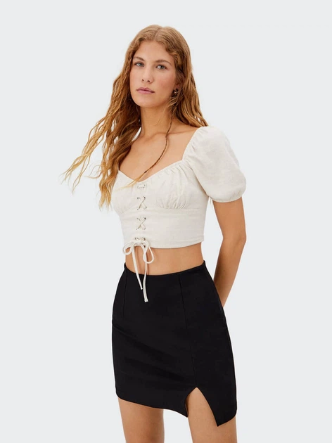 Спідниця міні літня жіноча Stradivarius 4721 511 001 S Чорна Sz04721511001022 Брендовий одяг