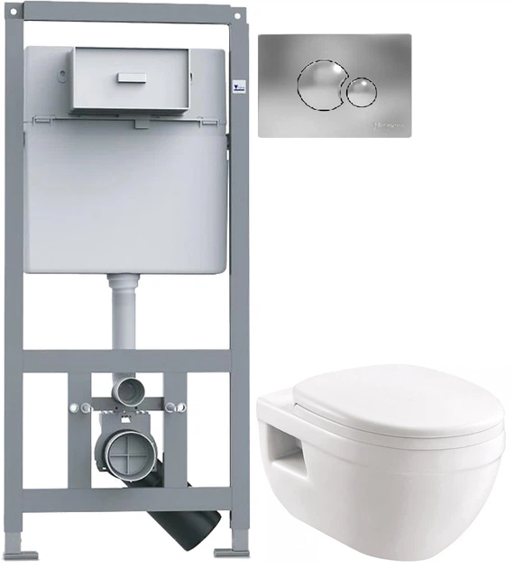 Инсталляция PRIMERA 16.65.90.4 с панелью смыва хром + унитаз DEVIT Project 3120147 с сиденьем ...