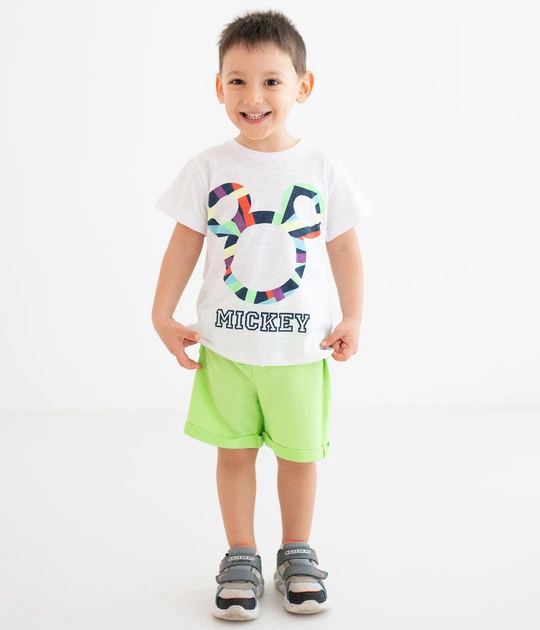 Костюм (футболка, шорты) «Mickey Mouse 110 см ( 5 лет), бело-салатовый ...