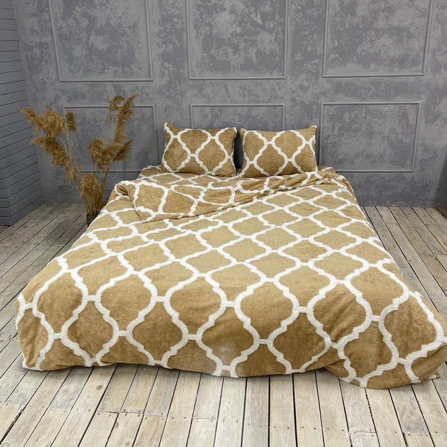 Плюшевое постельное белье (велюровое) Cappone Узор золотой, 160х200 ...