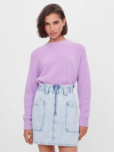 Спідниця джинсова міні літня пряма жіноча Bershka Xaz303898hcnn S Синя Dd8000005824726