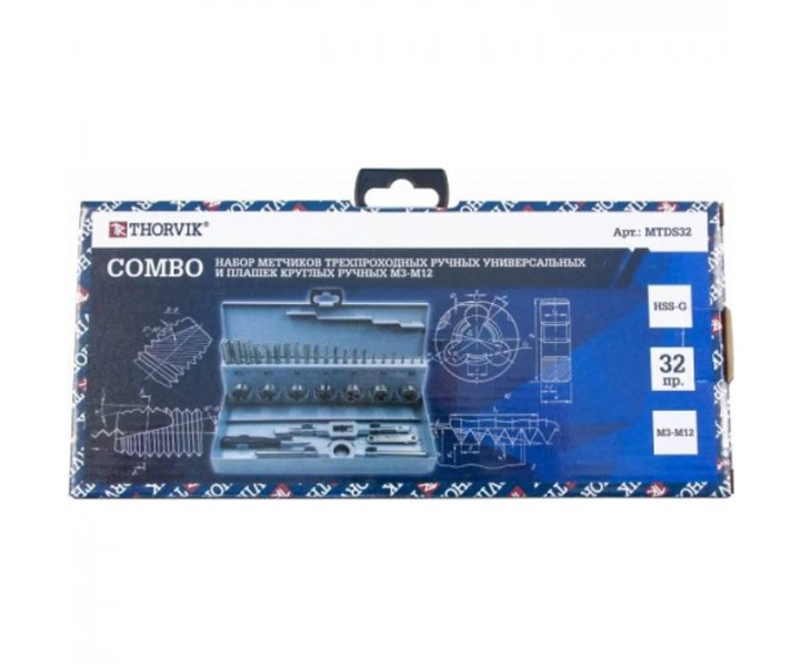 Набір мітчиків і плашок Thorvik COMBO MTDS32 (M3-M12, 32 шт.) – низкие ...