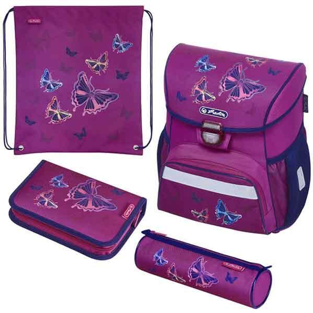 Школьный ранец Herlitz Glitter Butterfly с наполнением – фото, отзывы ...