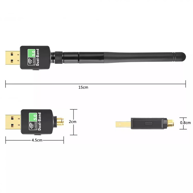 Двохдіапазонний Wi-Fi/Bluetooth USB‑адаптер U&P WB702 600M Black (SHT-WB702-BK) – фото, відгуки ...
