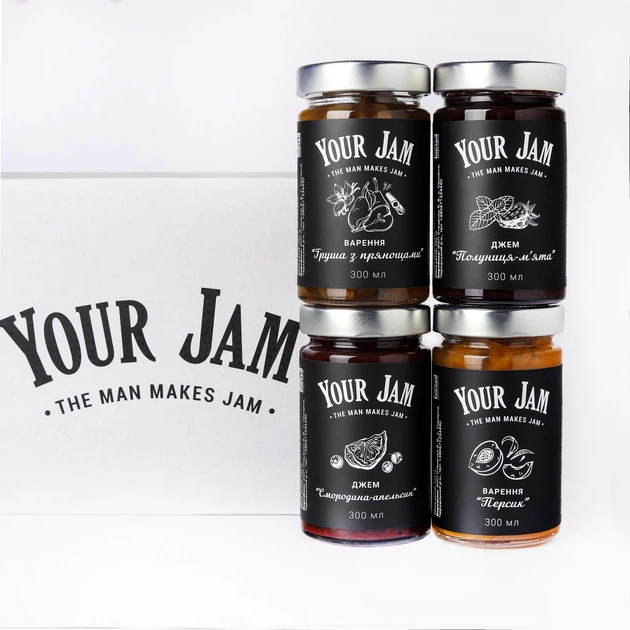 Подарунковий набір крафтових джемів Your Jam з 4 смаків 350 г х 4 шт ...