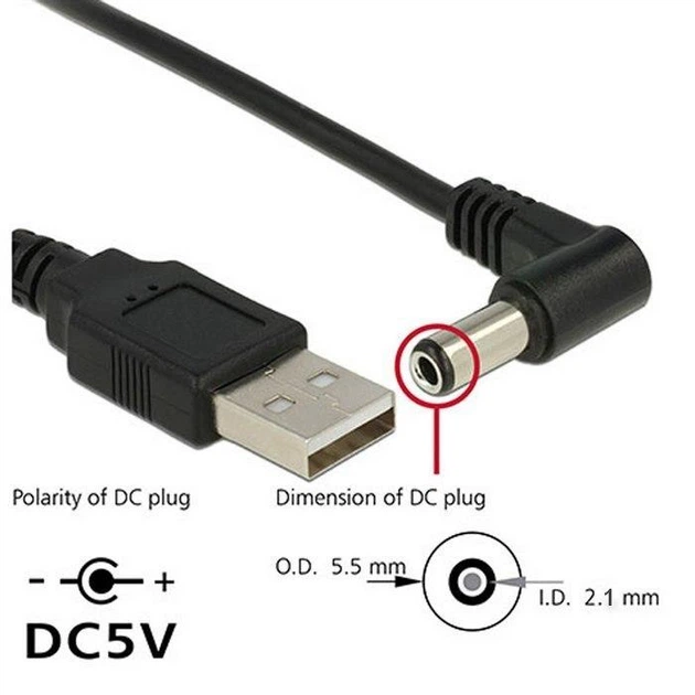 Кабель UKC USB - 5.5mm x 2.1mm DC 5V – фото, відгуки, характеристики в ...