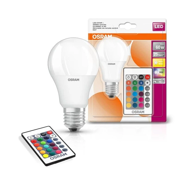 Світлодіодна лампа OSRAM LED A60 9W 806Lm 2700К+RGB E27 пульт ДУ – купити онлайн на ROZETKA