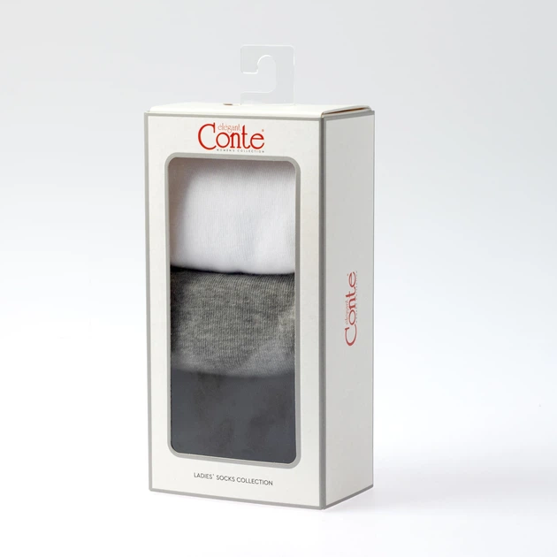 Набір шкарпеток Conte Elegant CE 7С-22СП 36-37 (23) 3 пари Білий/Сірий/Чорний (4810226693223 ...