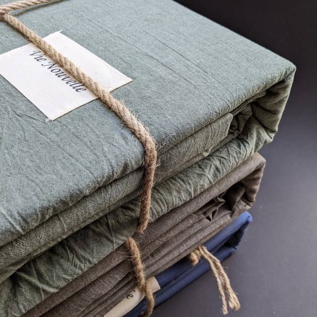 Постельное белье евро на резинке Vie Nouvelle Washed cotton вареный ...