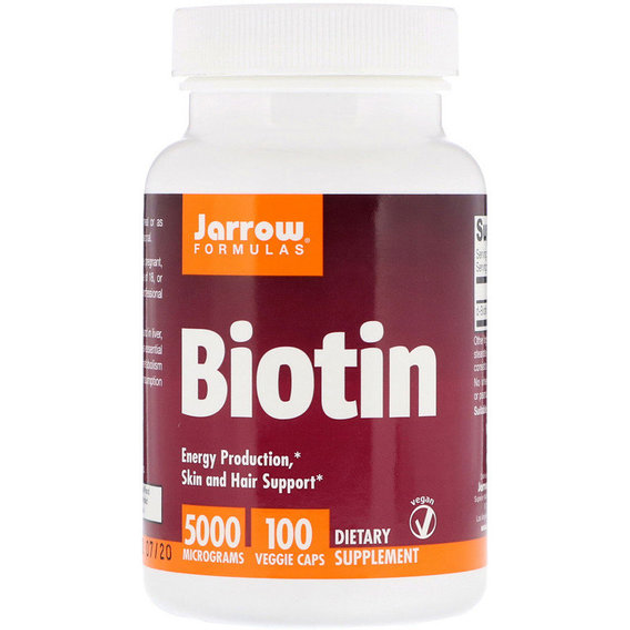 Биотин Jarrow Formulas Biotin 5000 mcg 100 Veg Caps JRW18005 – низкие ...
