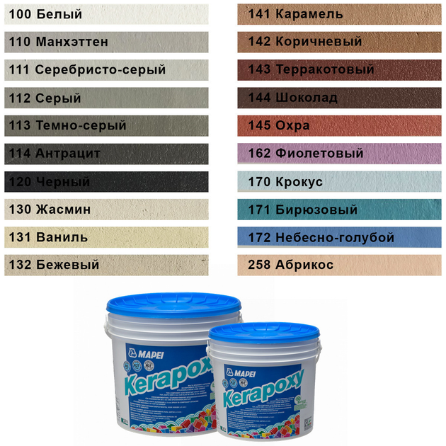 Эпоксидная затирка для швов Mapei Kerapoxy №111 Серебристо-серый 2кг ...