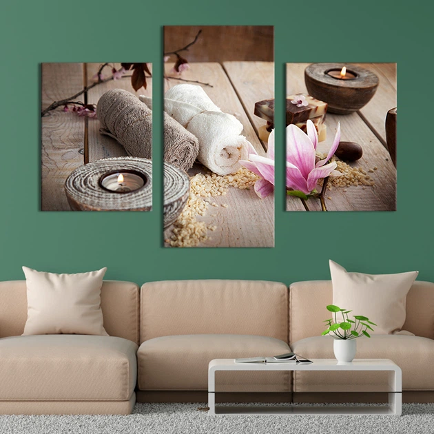 Настінний декор картина на полотні для інтерєру у спальню спа релакс натюрморт 66x40 см 65 32