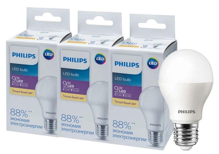 Светодиодная лампа Philips Ecohome LED Bulb 9W E27 3000K 1PF/20RCA ...