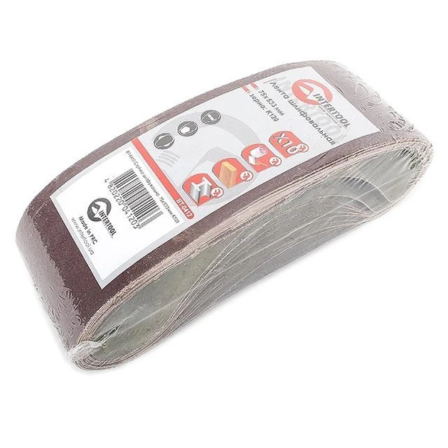 Стрічка шліфувальна 75 x 533мм, зерно 120 уп.10шт. INTERTOOL BT-0412 – фото, отзывы ...