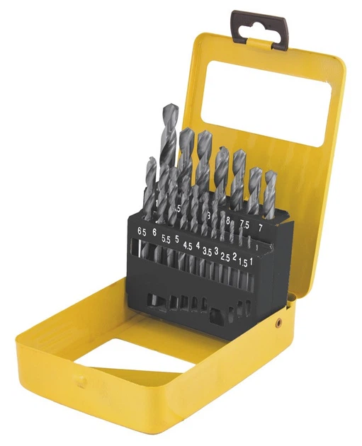Набір свердл для металу MASTERTOOL 19 шт HSS (1-10 мм крок 0.5 мм) у металевій коробці білі 11 ...