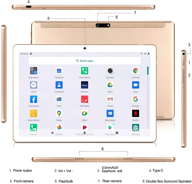 Планшет 10" Sumtab ‎K108 4/64 ГБ 4G LTE 8 ядер Android 10.0 6000 mAh ...