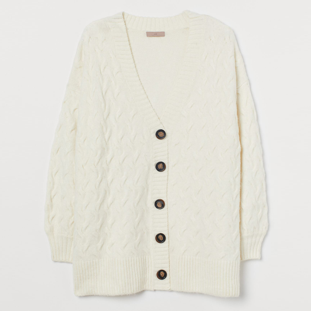 Кардиган с премисью шерсти вязаный женский H&M 0942061001 XL Бежевый ...