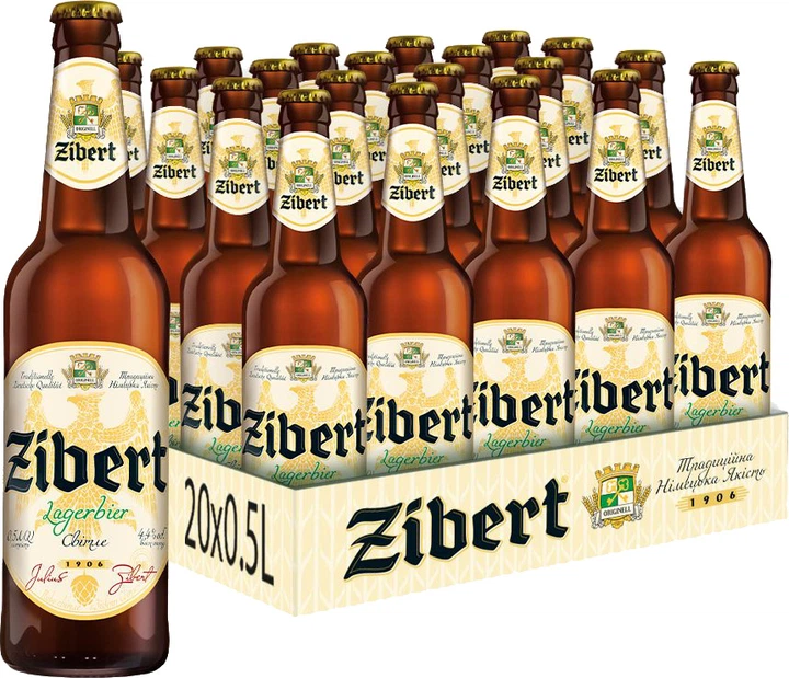 Упаковка пива Zibert светлое фильтрованное 4.4% 0.5 л х 20 шт ...