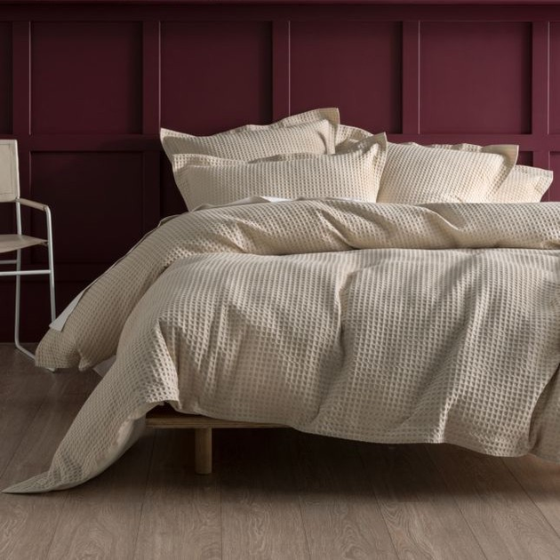 Постельное белье вафельное MERISET Waffle Beige Полуторное на резинке ...