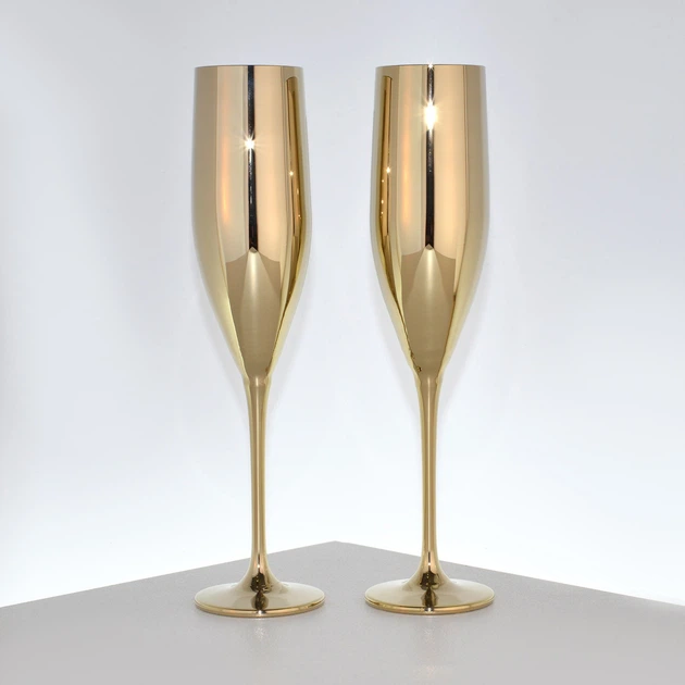 Келихи 2 шт для шампанського Bohemia Sitta 240 мл золото купити онлайн на Rozetka