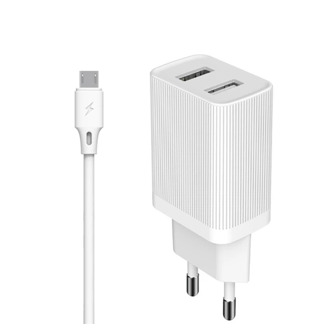 Мережевий зарядний пристрій WK WP-U79m на 2USB/2.1A з кабелем MicroUSB – фото, відгуки ...