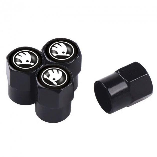 Набор колпачков на ниппель для автомобиля Skoda SUNROZ Caps Short Black ...