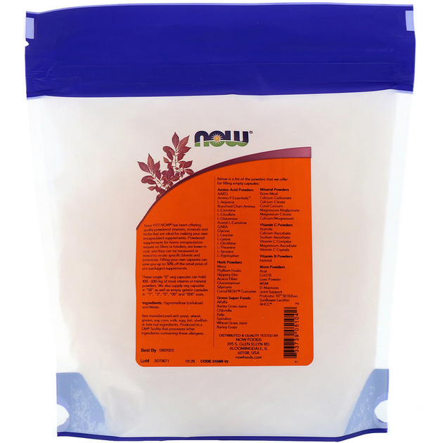 Пустые растительные капсулы NOW Foods "Single "0" Veg Capsules" (1000 ...