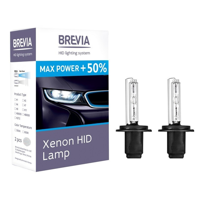 Ксеноновые лампы Brevia H7 5000K Max Power +50% (12750MP) (2 шт ...